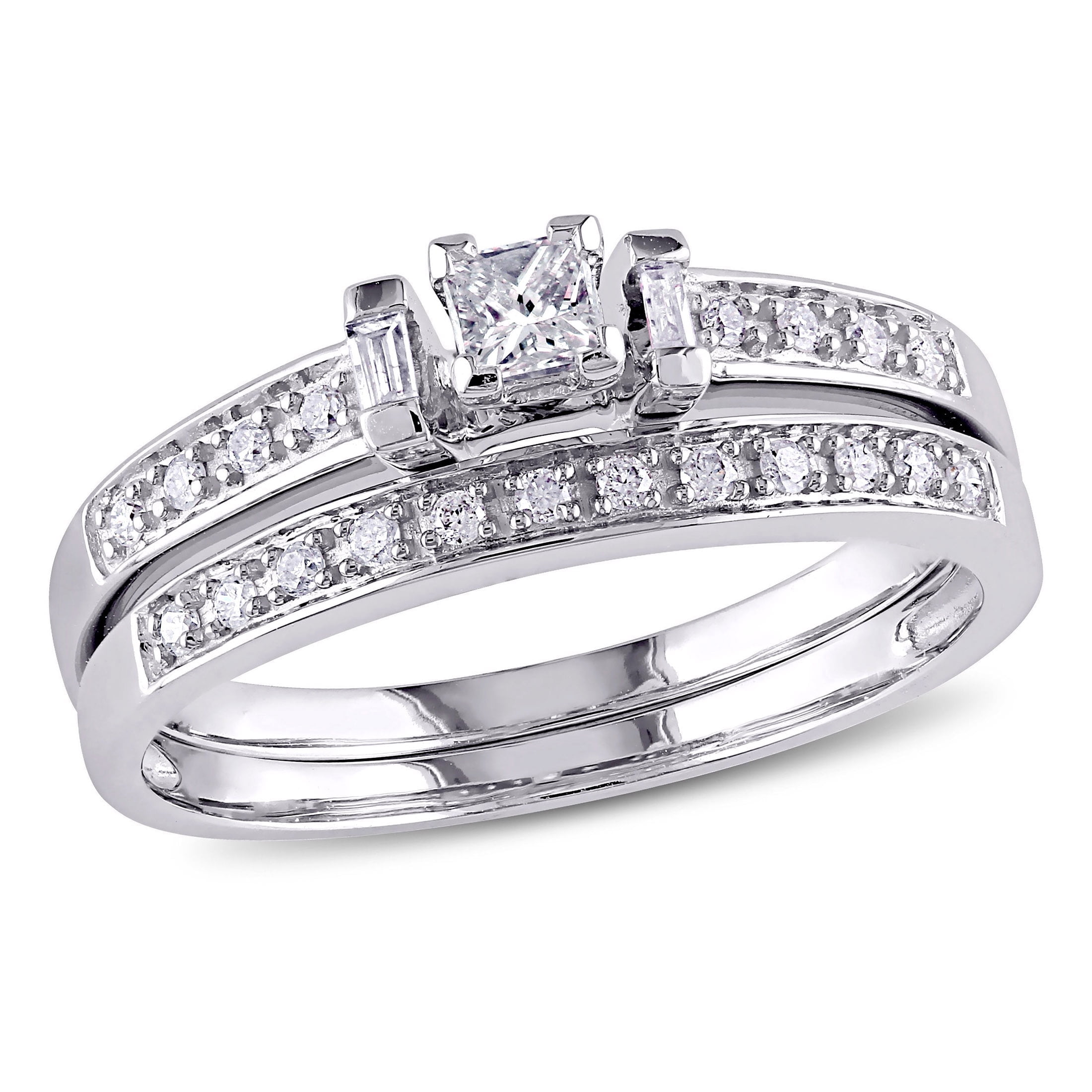 Everly Women's Diamond 10k White Gold Bridal Set - Walmart.com