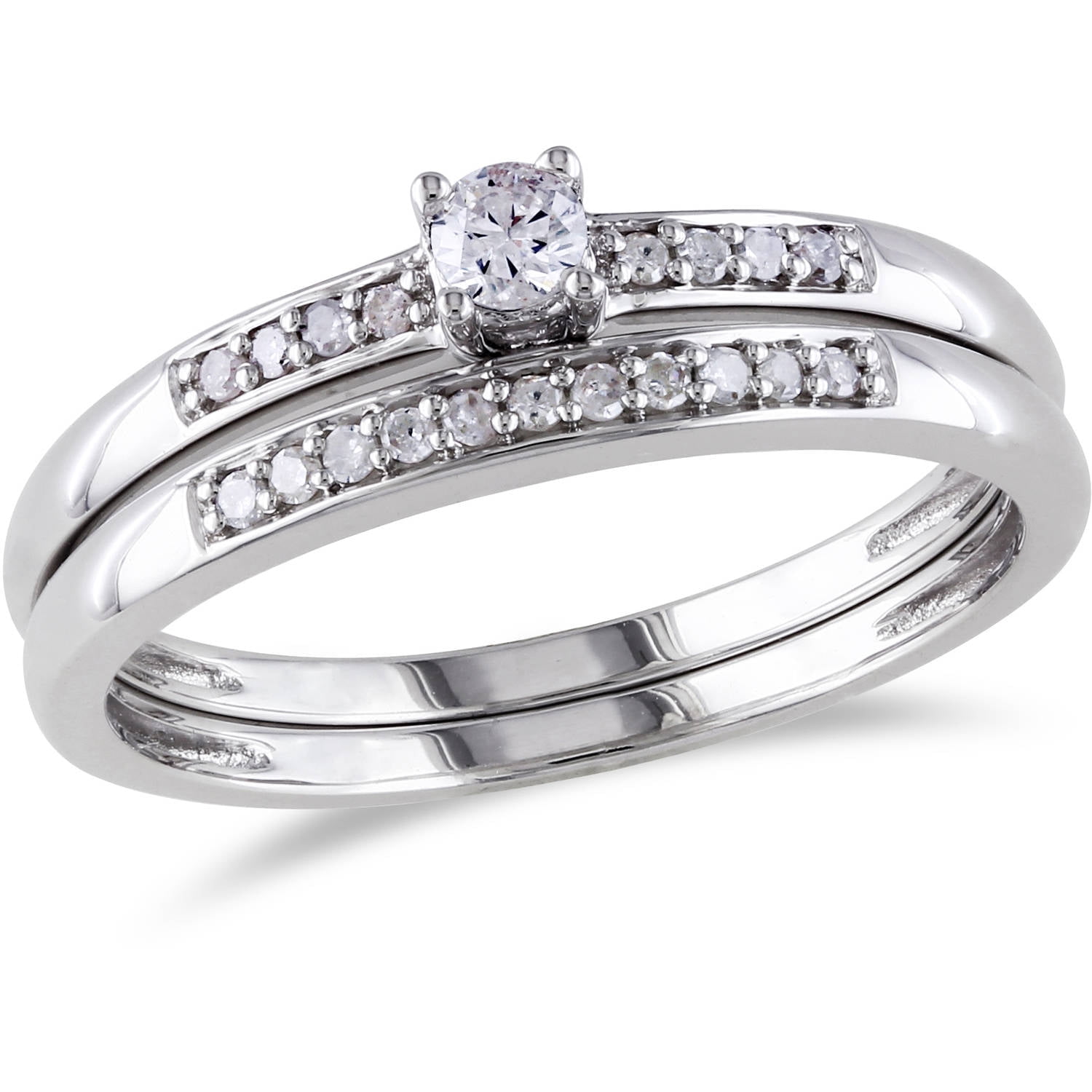 Everly Women's Diamond Sterling Silver Bridal Set - Walmart.com
