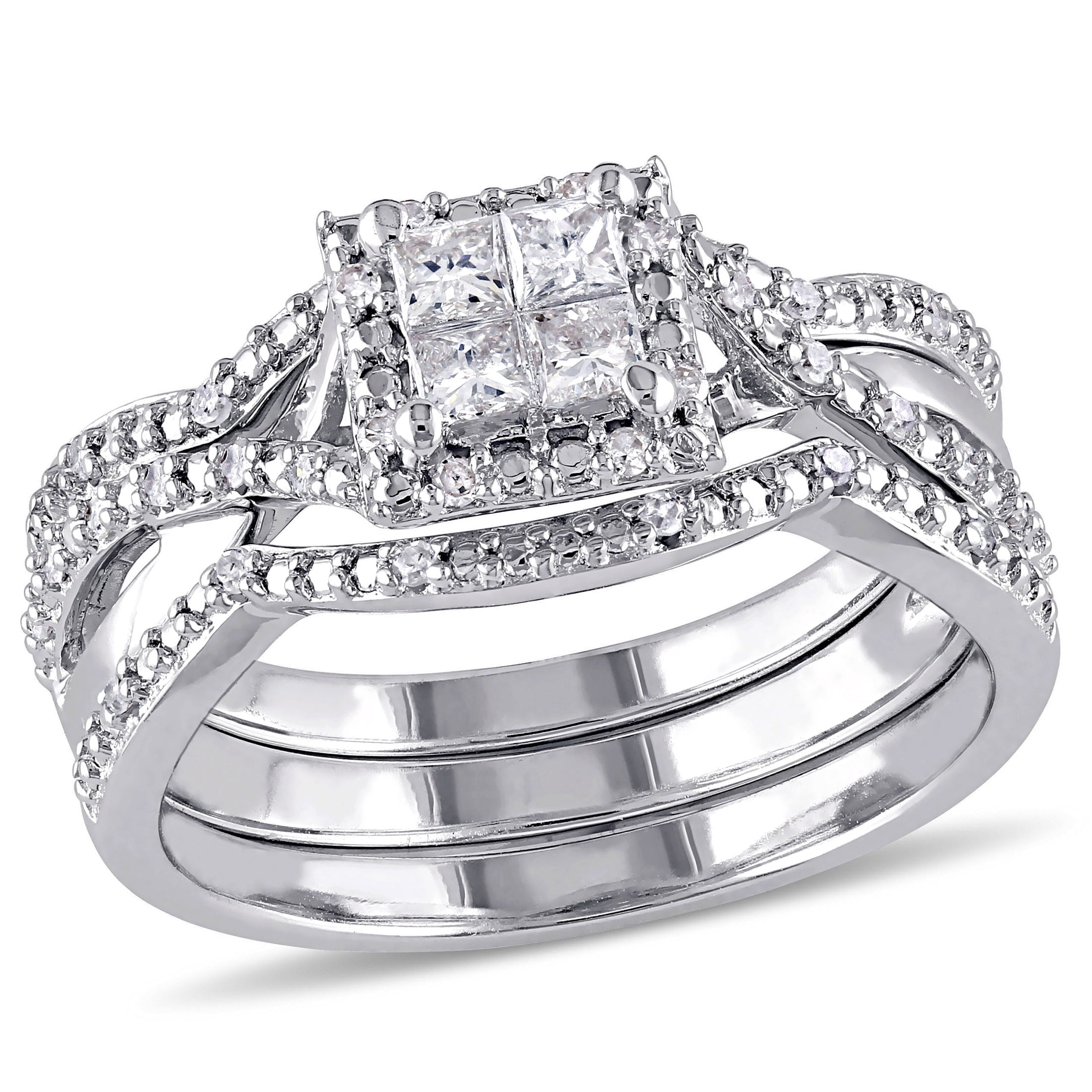 Everly Women's Diamond Sterling Silver Bridal Set - Walmart.com