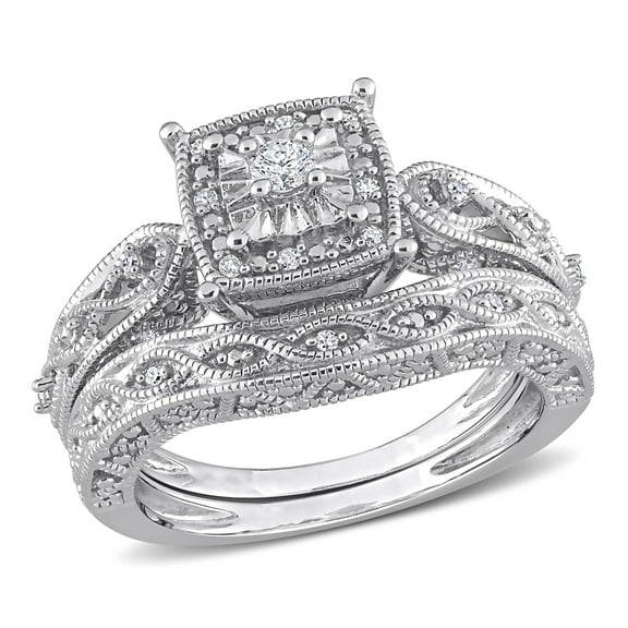 Everly Women's Diamond Sterling Silver Bridal Set - Walmart.com