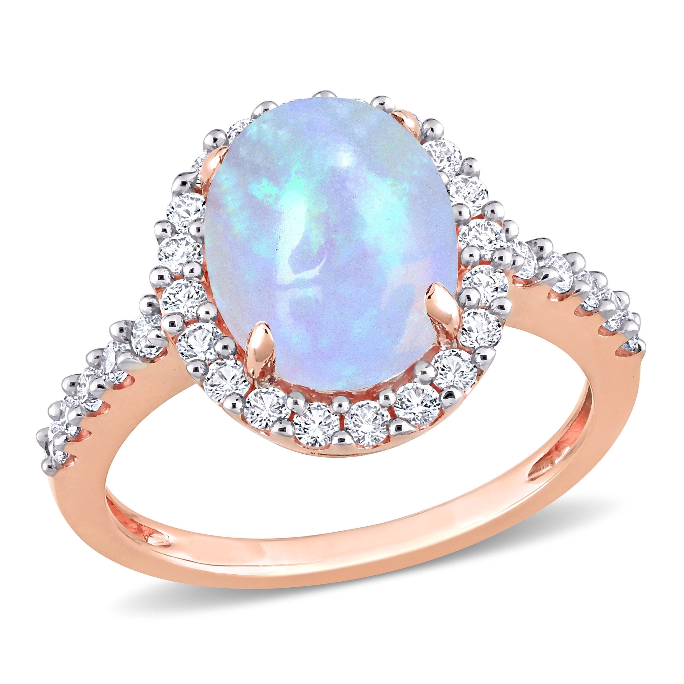 Everly Women's Created Sapphire and Created Opal 10k Rose Gold Ring ...