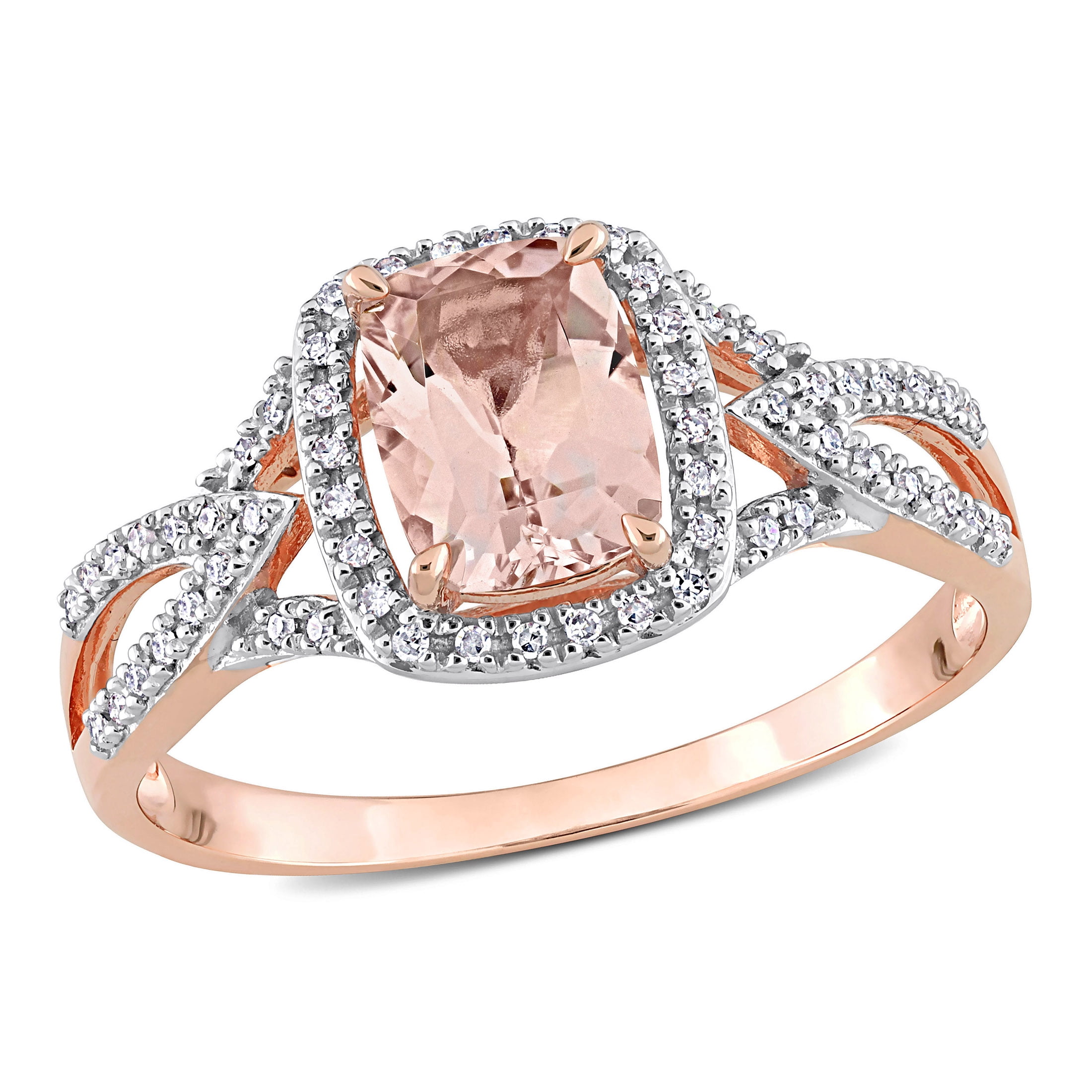 Everly Women's Morganite 10K Rose Gold Engagement Ring - Walmart.com