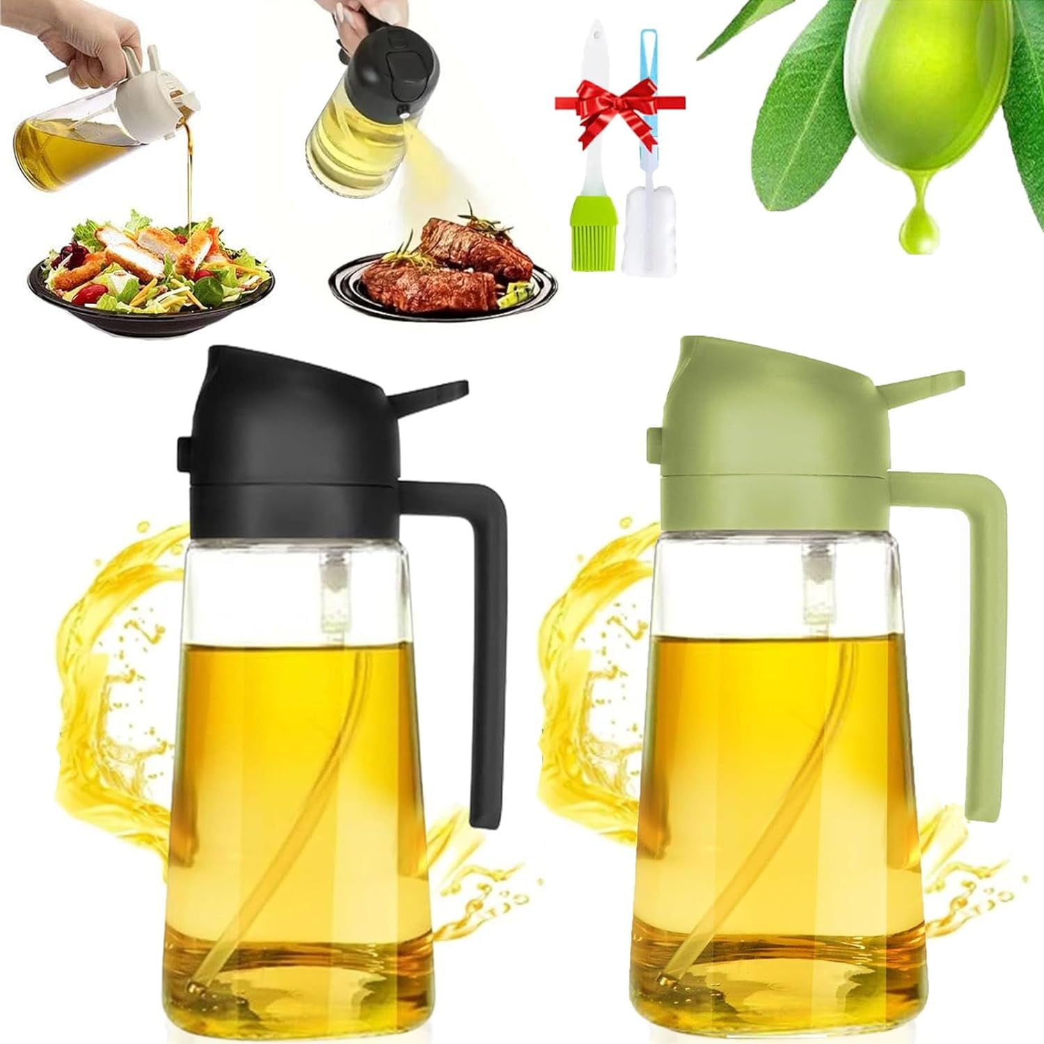 Evermire Two in One Oil Dispenser, 2 In 1 Oil Dispenser And Oil Sprayer ...
