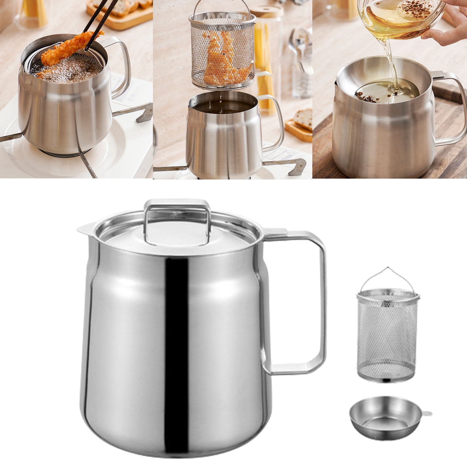 Evermire Two in One Oil Filtration Frying Pot, 304 Stainless Steel Oil ...