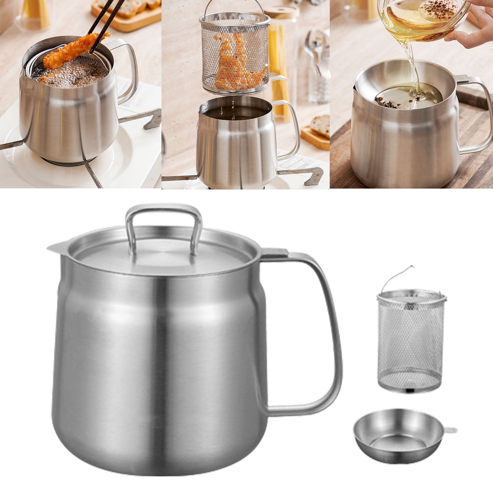 Evermire Two in One Oil Filtration Frying Pot, 304 Stainless Steel Oil ...