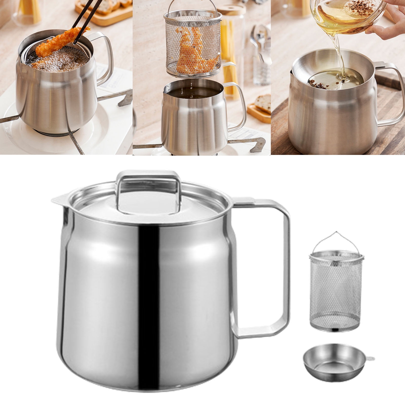Evermire Two in One Oil Filtration Frying Pot, 304 Stainless Steel Oil ...