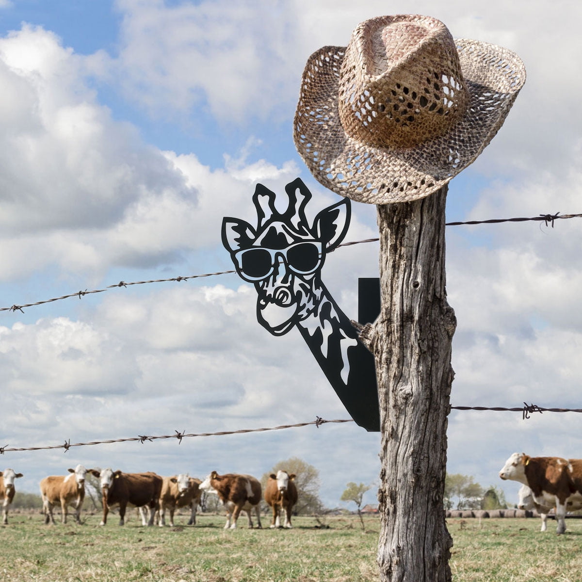 Everso Farm Peeping Animals Metal Silhouette Garden Stake Giraffes ...