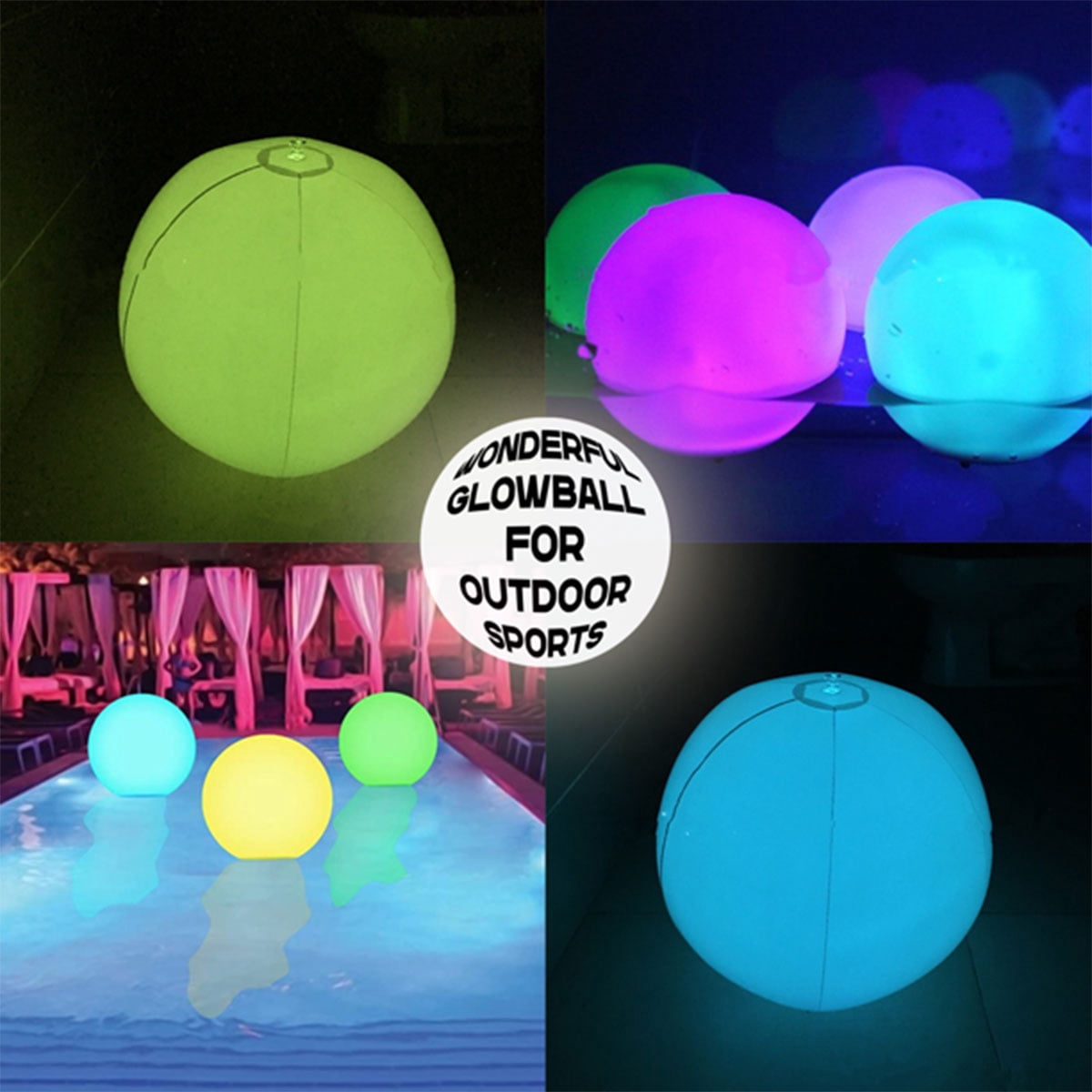 Everso LED Beach Ball 16 Colors Changing Light up Pool Ball IP68 ...