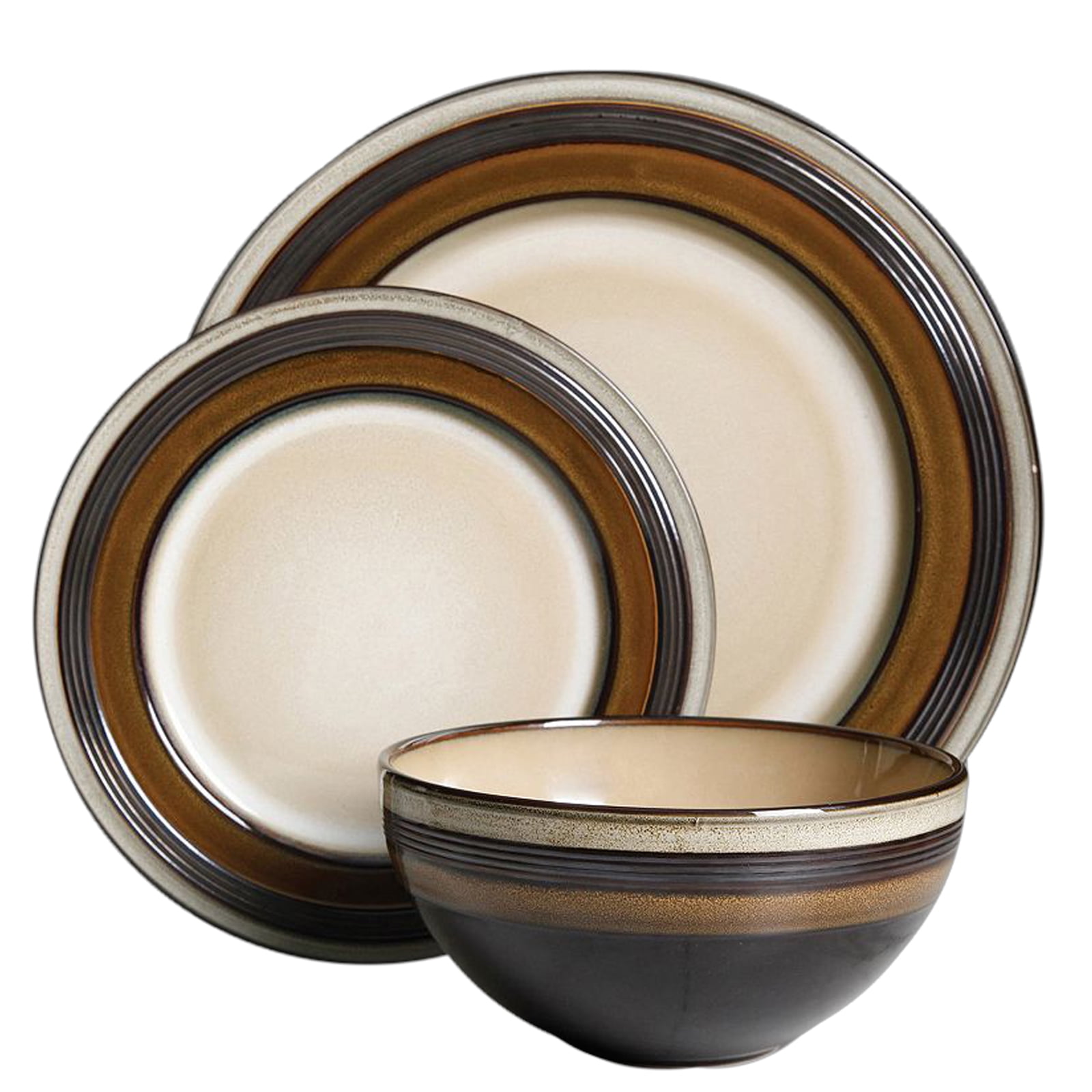 Everston 12 pc Dinnerware Set - Brown - Metallic Reactive - Stoneware ...