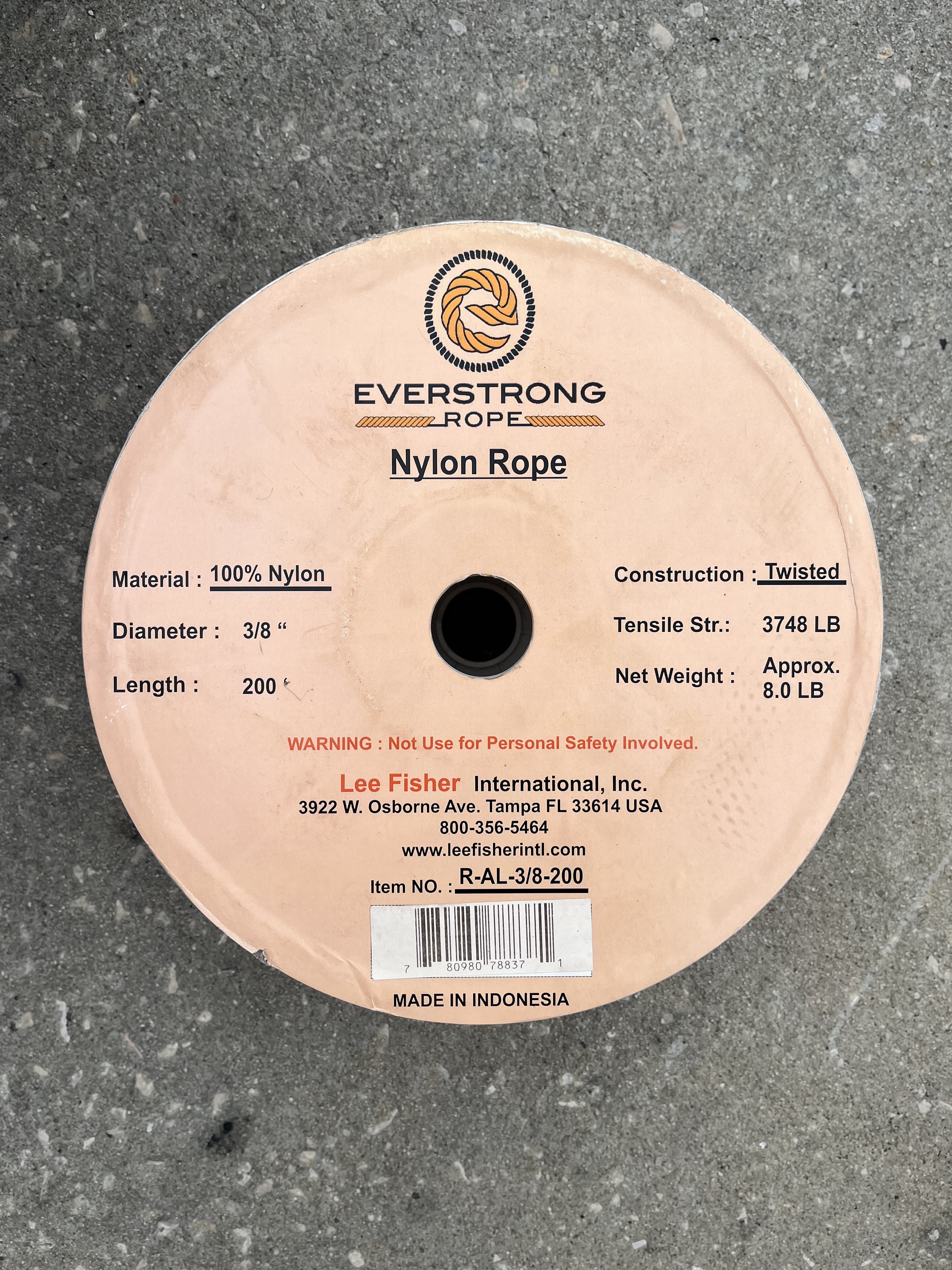 Everstrong Nylon Twisted Anchor Rope 3/8" with stainless steel thimble ...