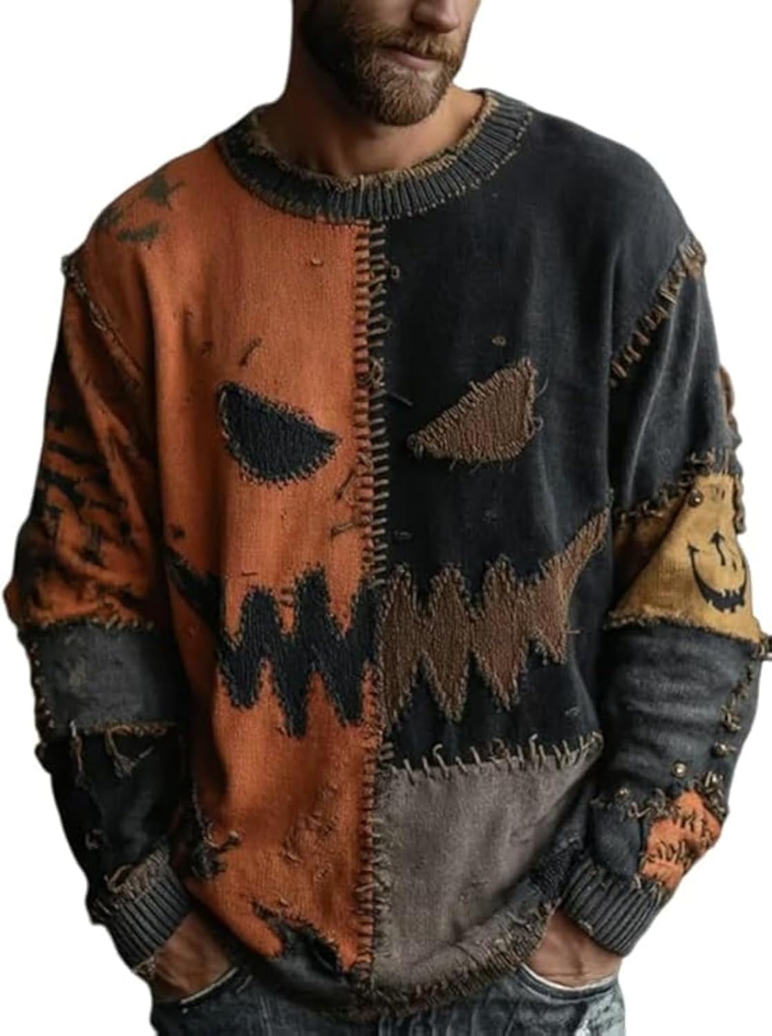Everswear Halloween Sweater, Halloween Spooky Face Contrast, Spooky ...