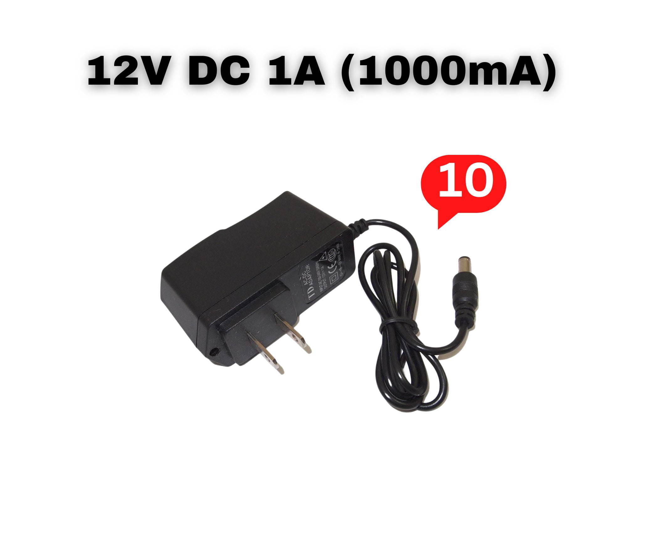 Evertech 10 PCS DC 12V 1000 mA 1A Power Supply Adapter Wall Charger for ...