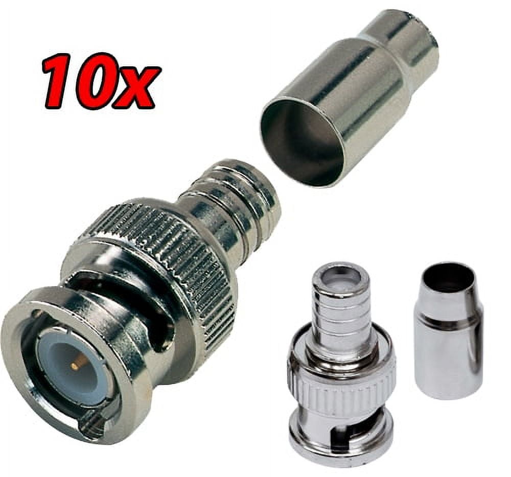 Evertech 10 Pcs Crimp On BNC Security Camera Video Connector for RG59 ...