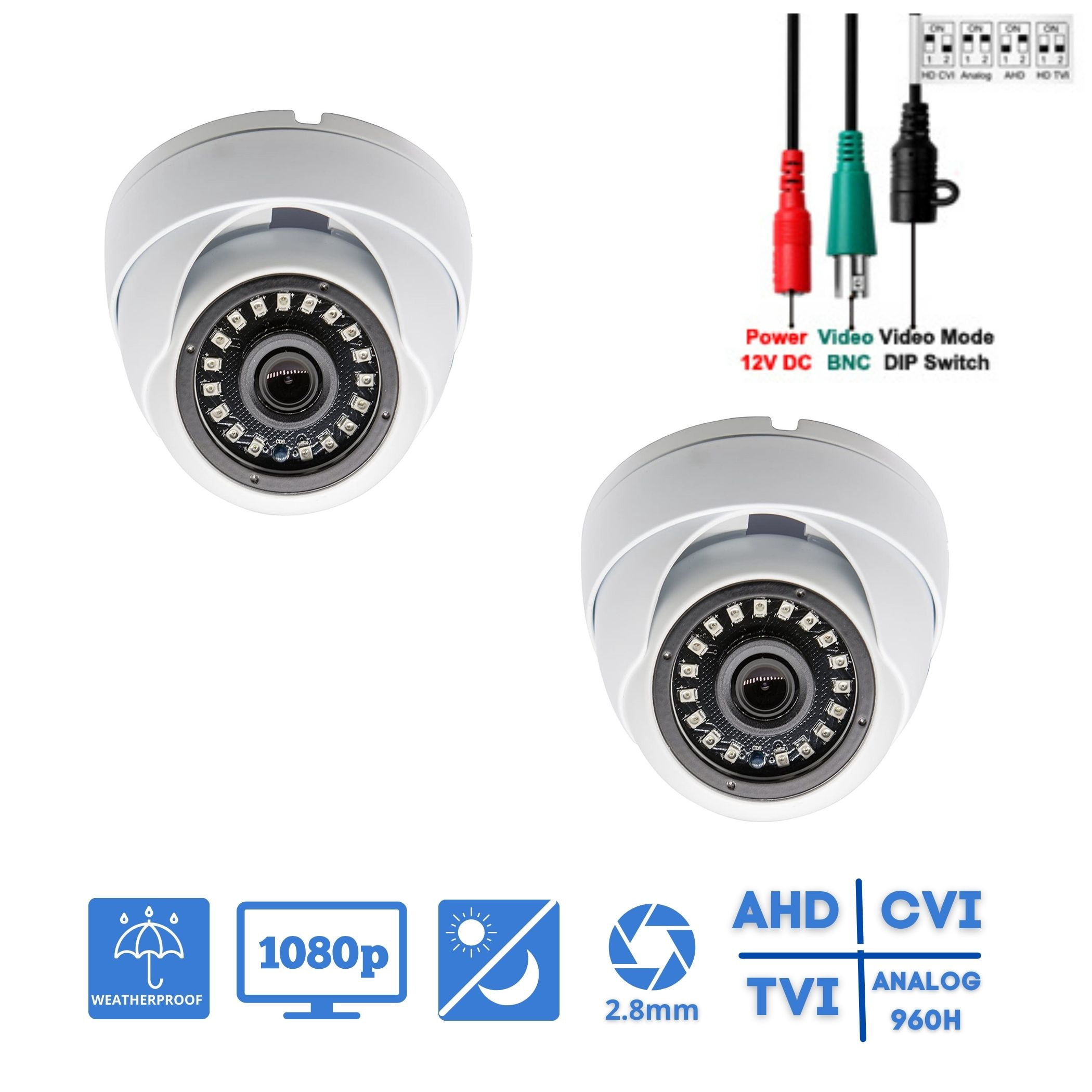 Evertech 1080P Full HD TVI CVI AHD Analog Indoor Outdoor Dome CCTV ...