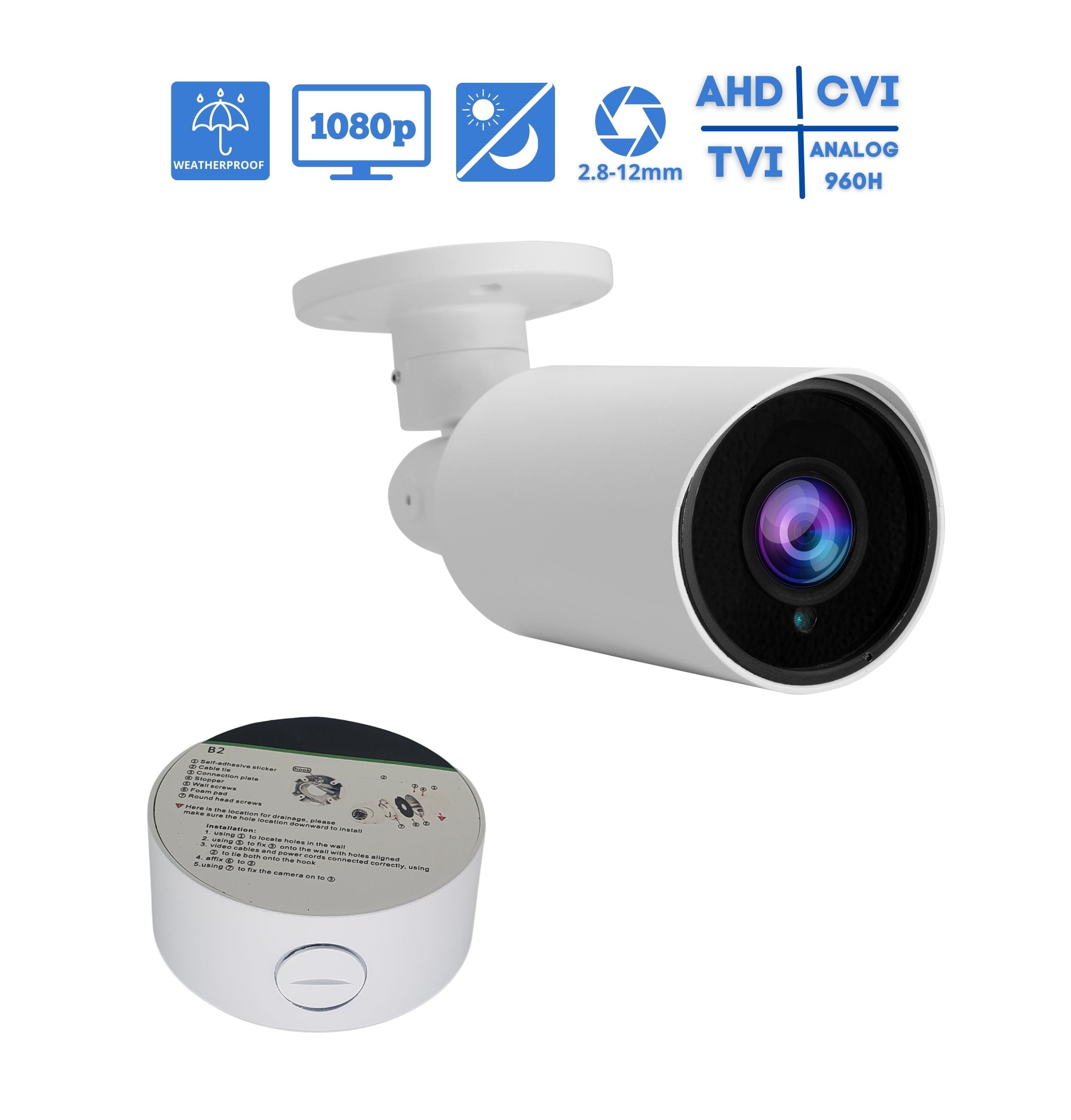 Evertech 1080P HD AHD TVI CVI Analog Indoor Outdoor Bullet Security ...