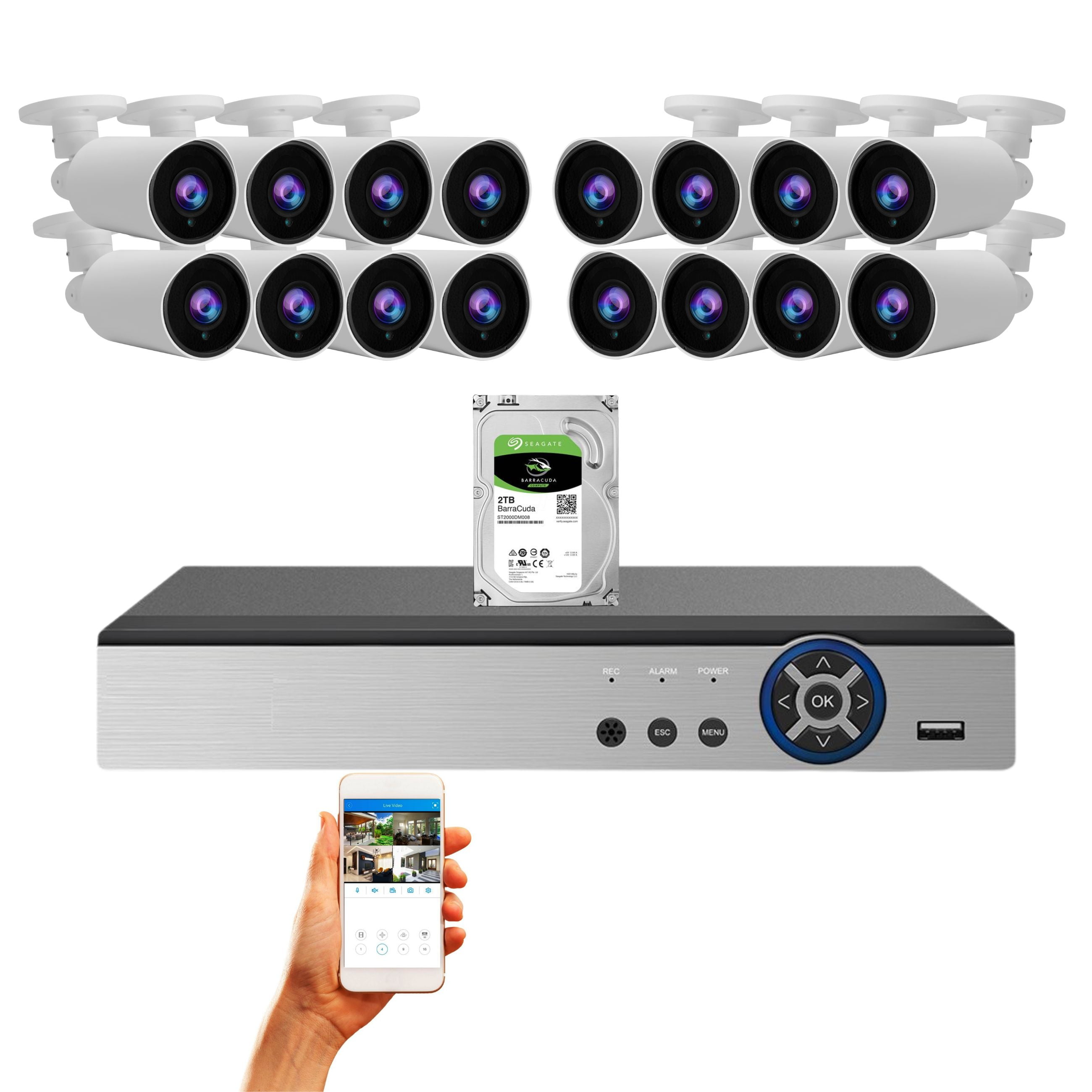 Evertech 16 Channel 2TB HD 1080P Outdoor Home Bullet Security Camera ...