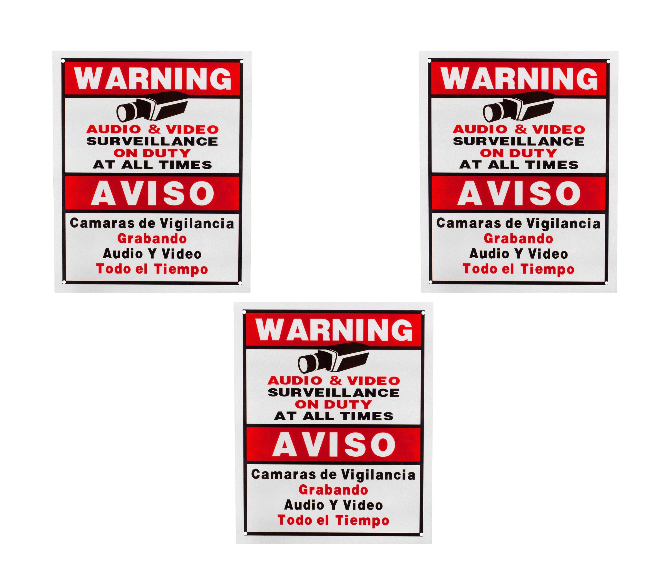Evertech 3 Pack Bilingual English Spanish Size: 9 x11 CCTV Video ...
