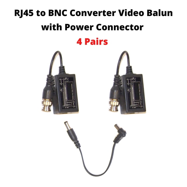 Evertech 4 Pairs (8 pcs) RJ-45 to BNC Converter Security CCTV ...