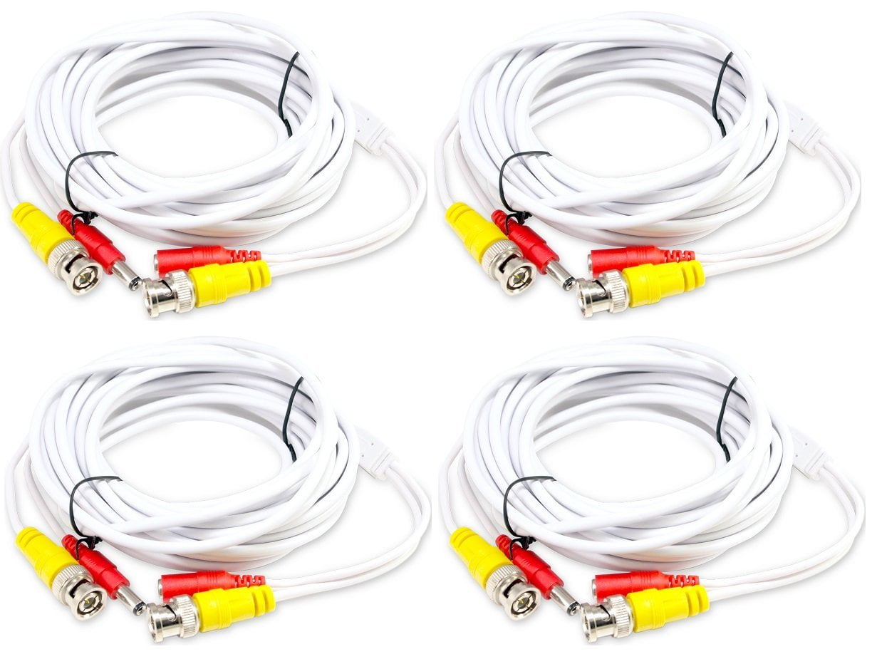 Evertech 4 Pcs 25 Feet Video Power Pre-Made Ready Made CCTV Security ...