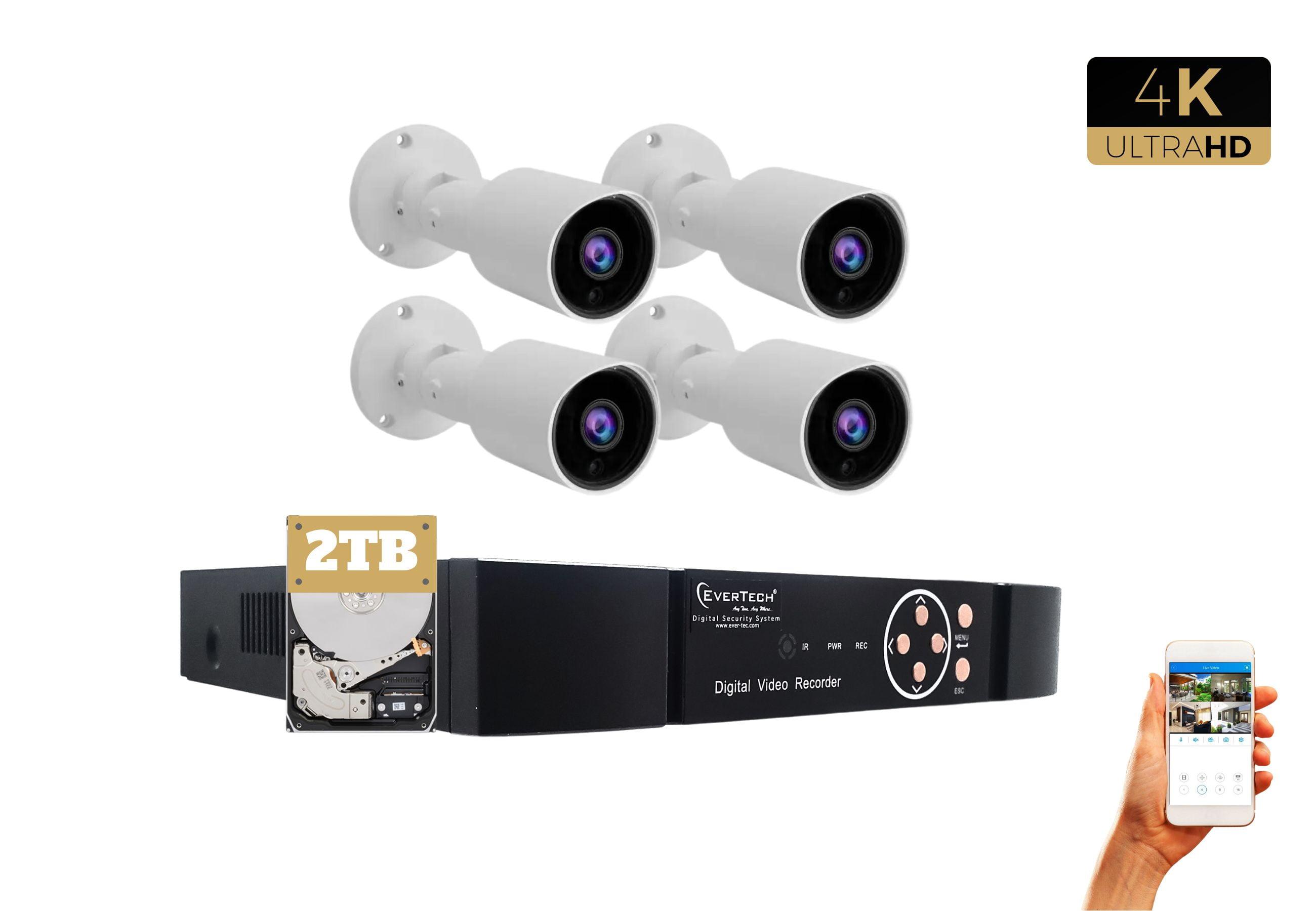 Evertech 8 Channel 4K IP PoE Security System with 6 Bullet CCTV Cameras - Walmart.com