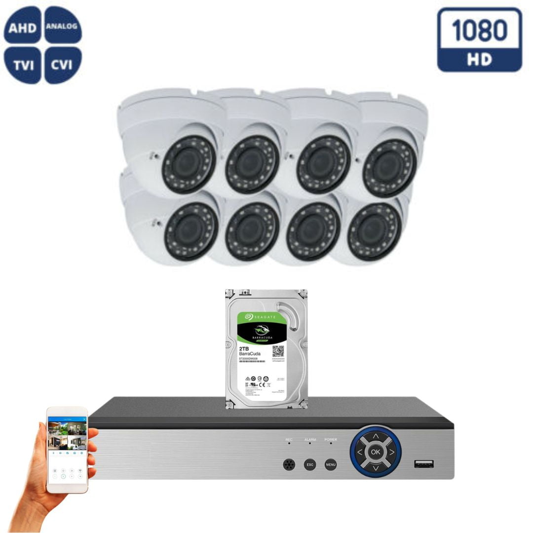 Evertech 8 Channel HD Security Surveillance System 2TB Hard Drive and 8 ...