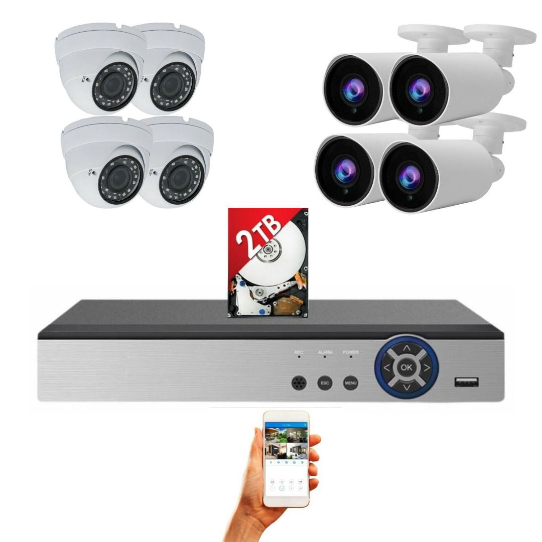 Evertech 8 Channel Security Surveillance System 2TB Hard Drive and High ...