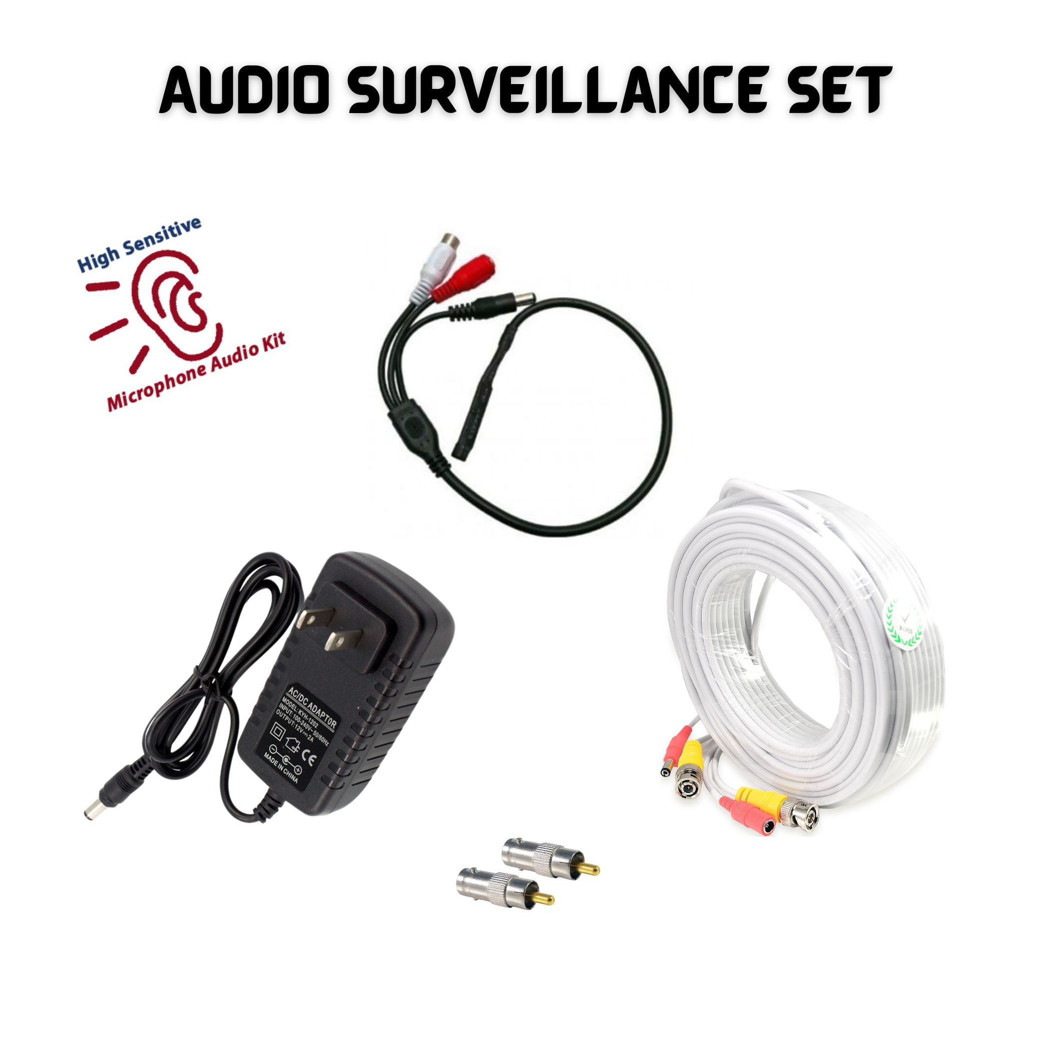 Evertech CCTV High Sensitive Microphone Kit with 100 Feet Video and ...