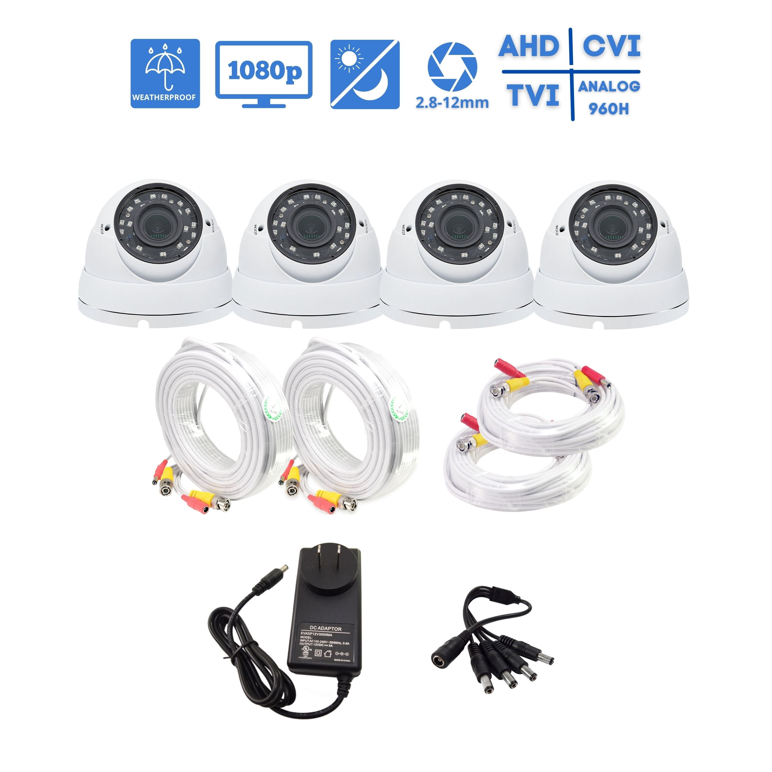 Evertech HD 2MP 1080P Outdoor Indoor Weatherproof Adjustable Lens Night ...