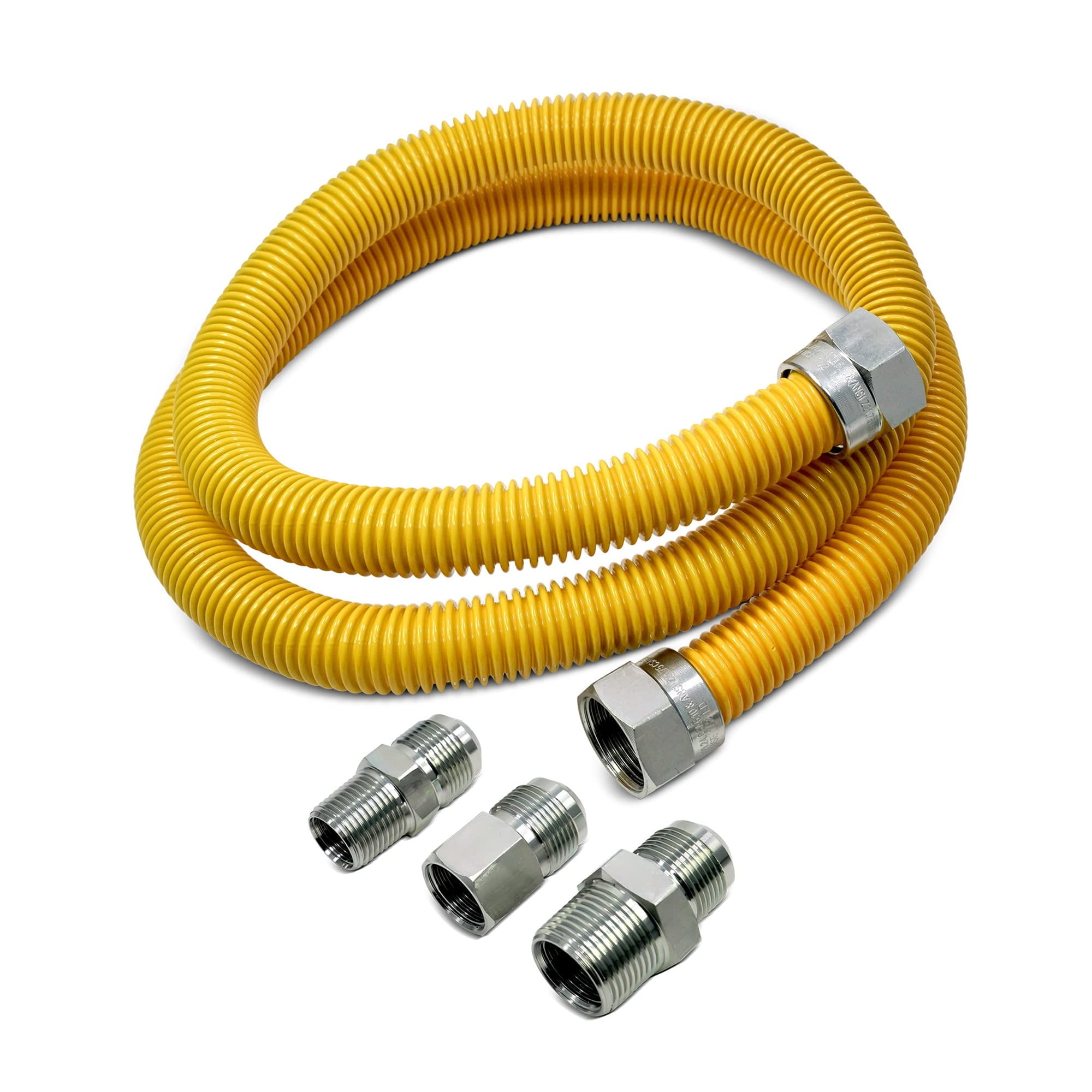 EvertechPRO 581212MF48C 4ft/48" Flexible Yellow Coated Natura Gas Line ...