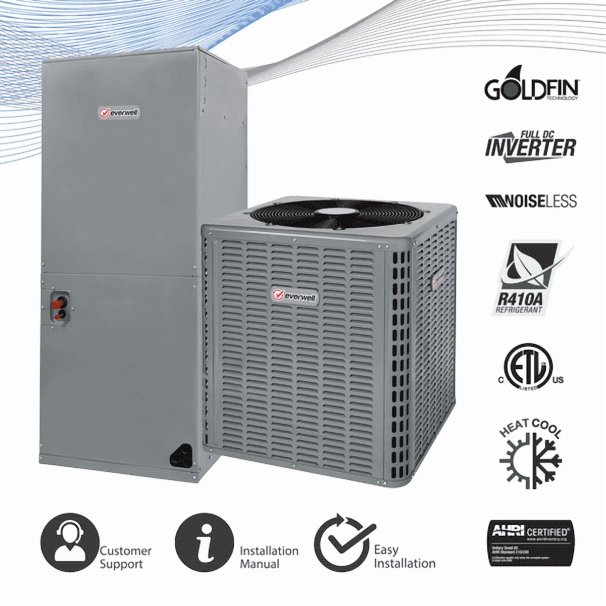 Everwell - 4 Ton 15 SEER2 Ducted Central Air Conditioner Heat Pump ...