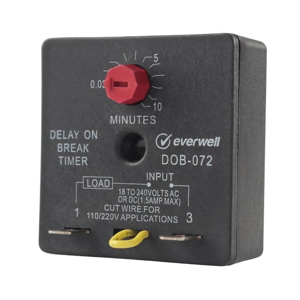 Everwell Delay On Break Timer, 0.1 to 10 Min, 18-240 VAC-DC, 50/60HZ, 1.5 to 15 AMP - Walmart.com