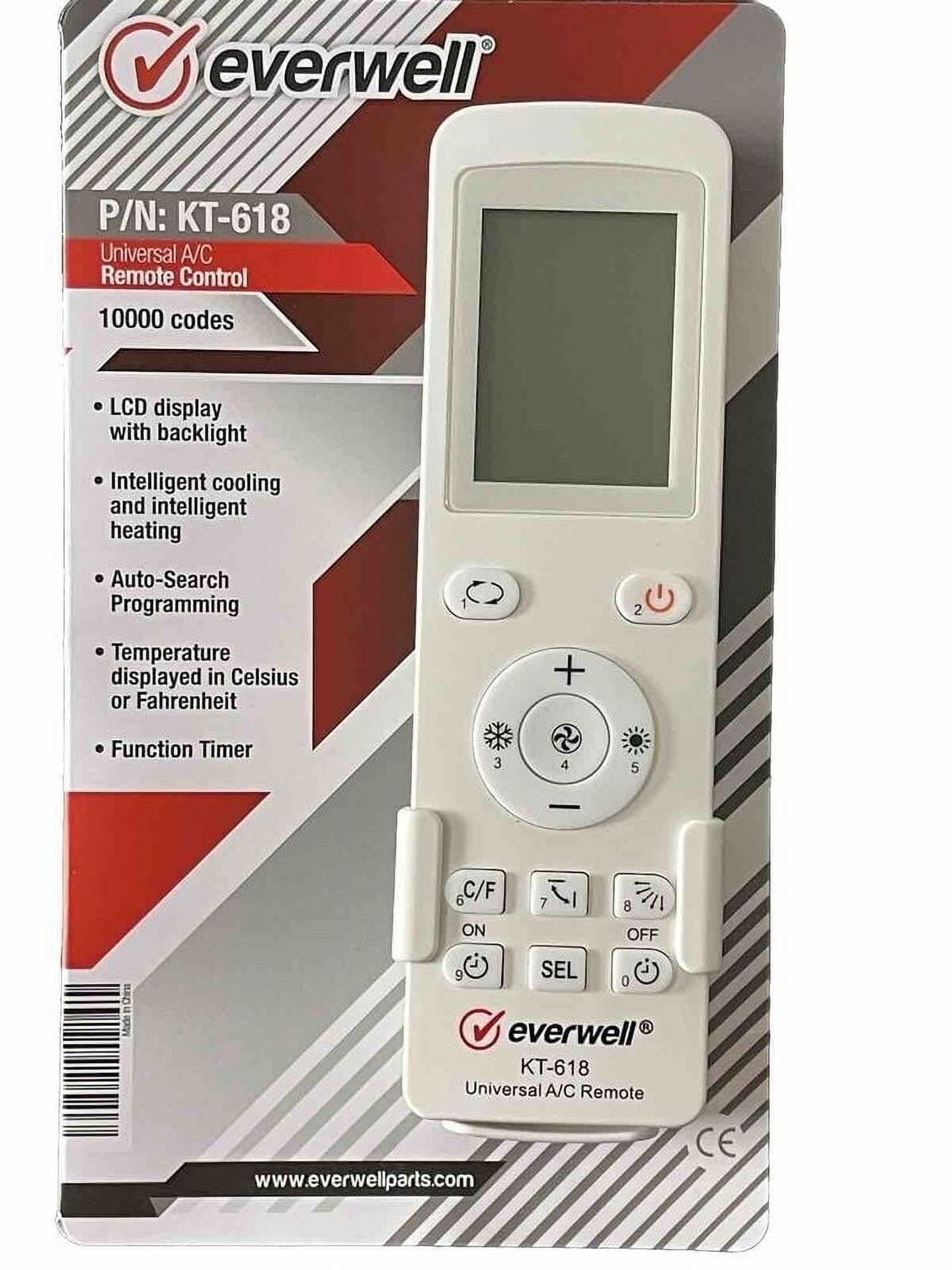 Everwell® Deluxe AC Unit Universal Remote Control, Compatible with most ...