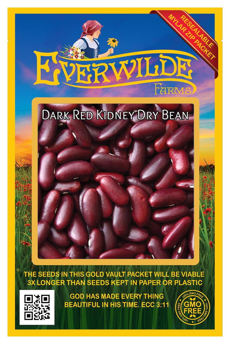 Everwilde Farms - 100 Dark Red Kidney Dry Bean Seeds - Gold Vault Jumbo ...