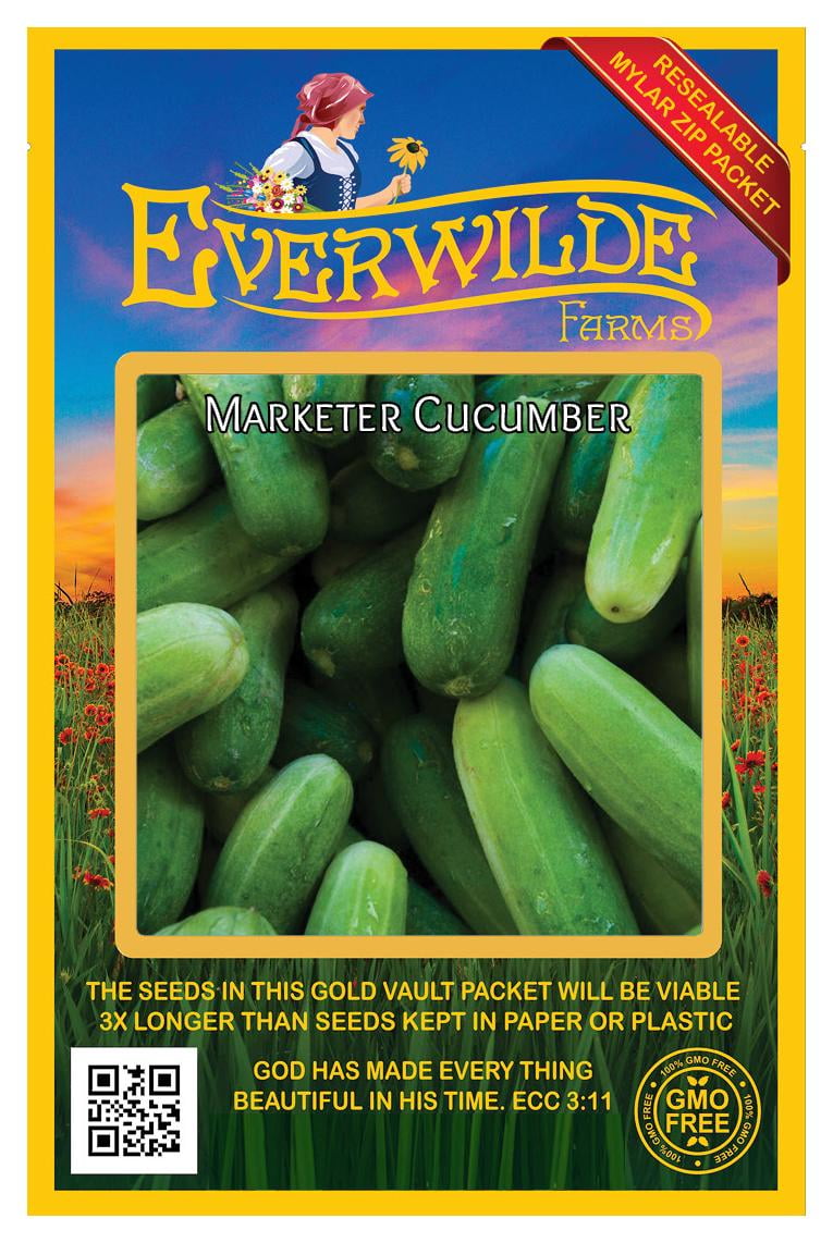 Everwilde Farms - 100 Marketer Cucumber Seeds - Gold Vault Jumbo Bulk ...