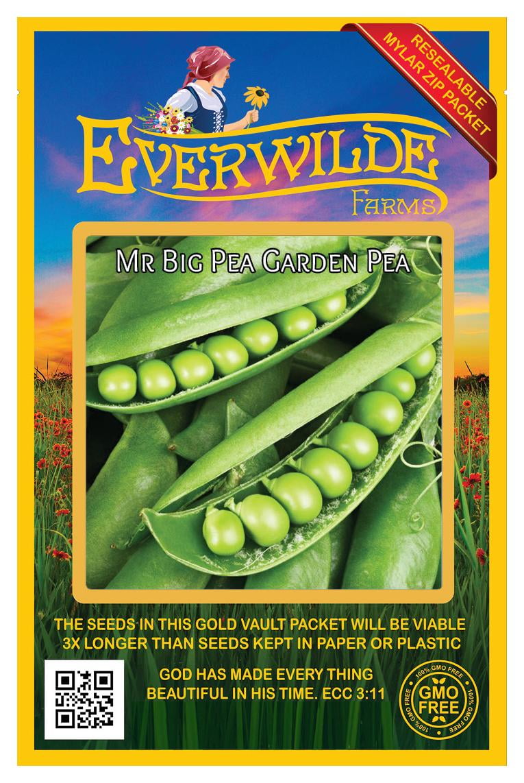 Everwilde Farms - Mr Big Pea, Vegetable Garden Seeds, 100 Count - Gold ...
