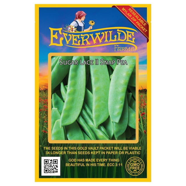 Everwilde Farms - 100 Sugar Lace II Snap Pea Seeds - Gold Vault Jumbo ...