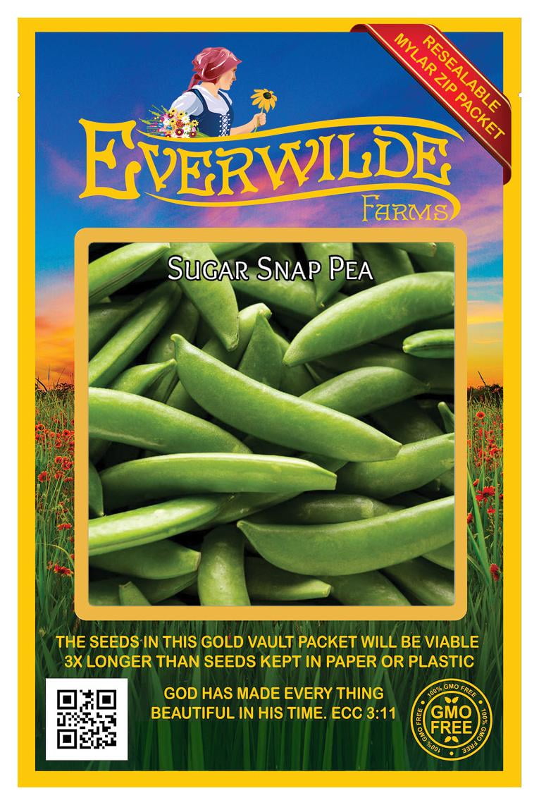 Everwilde Farms - 100 Sugar Snap Pea Seeds - Gold Vault Jumbo Bulk Seed ...