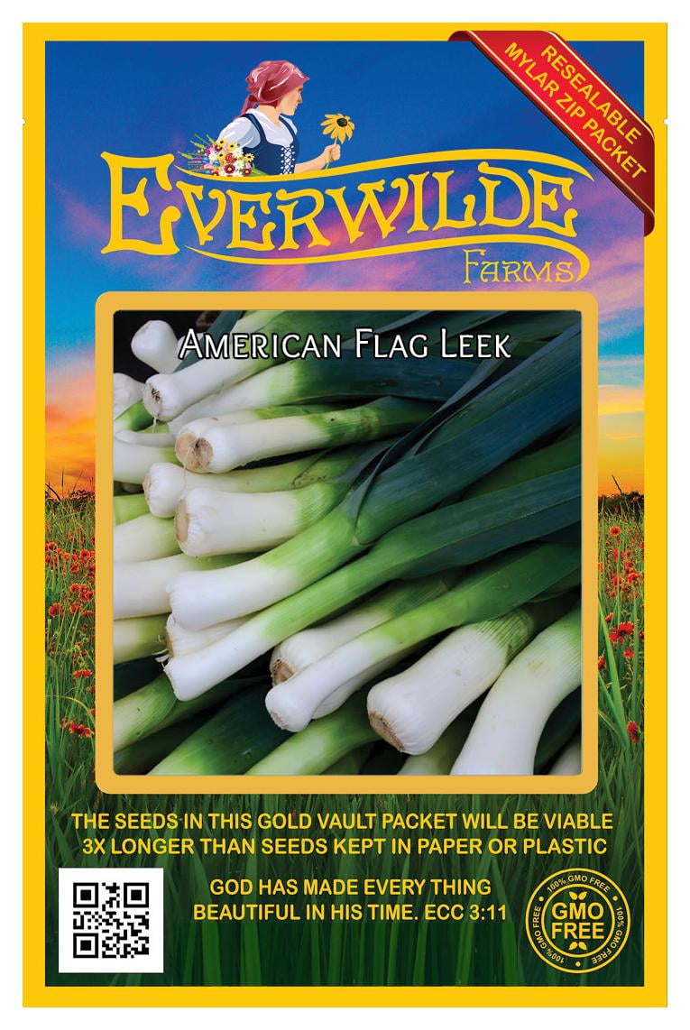 Everwilde Farms - 1000 American Flag Leek Seeds - Gold Vault Jumbo Bulk ...