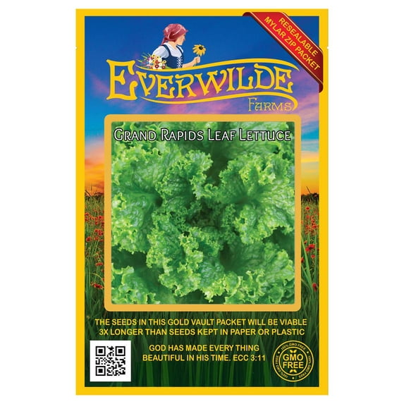 Everwilde Farms 1000 Grand Rapids Leaf Lettuce Plant Seeds, Heirloom ...