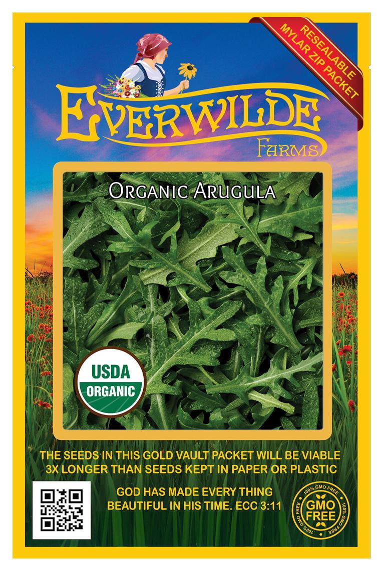 Everwilde Farms - 1000 Organic Arugula Herb Seeds - Gold Vault Jumbo ...