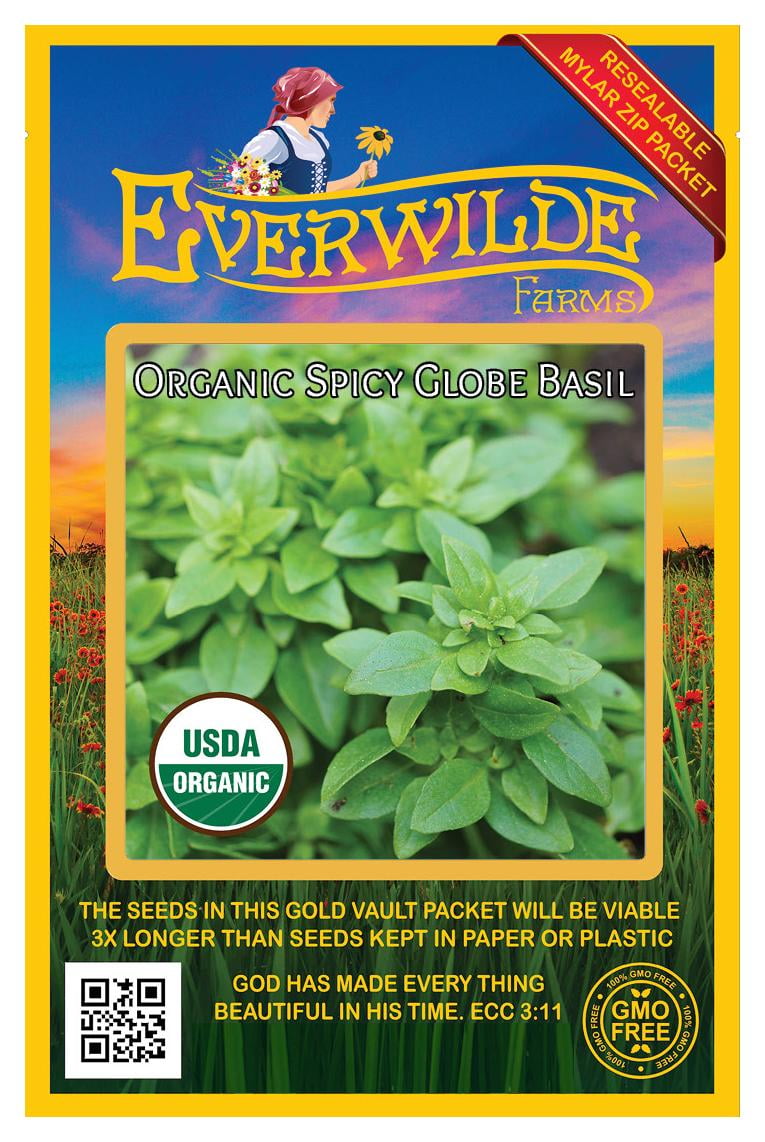 Everwilde Farms - 1000 Organic Spicy Globe Basil Herb Seeds - Gold ...