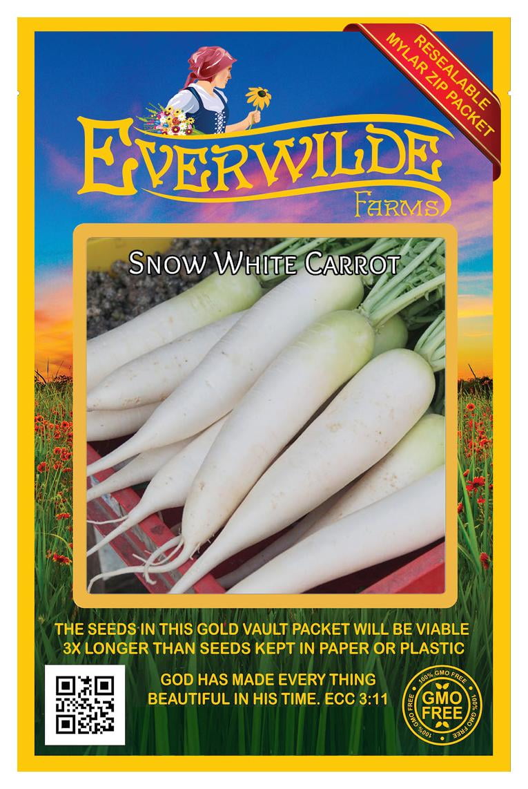 Everwilde Farms - 1000 Snow White Carrot Seeds - Gold Vault Jumbo Bulk ...