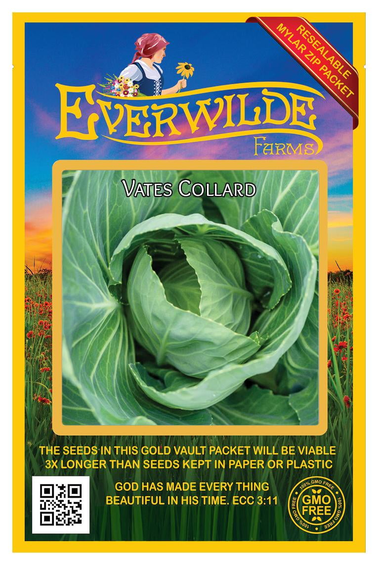 Everwilde Farms - 1000 Vates Collard Seeds - Gold Vault Jumbo Bulk Seed ...
