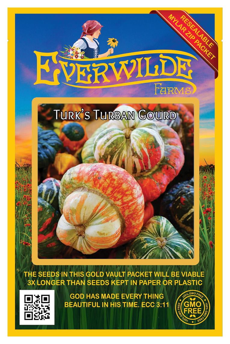 Everwilde Farms - 15 Turk's Turban Gourd Seeds - Gold Vault Seed Packet ...