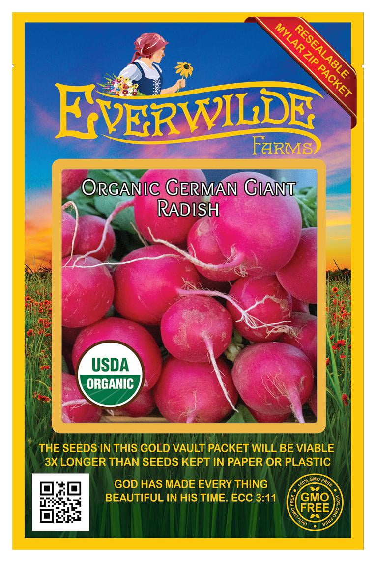 Everwilde Farms - 150 Organic German Giant Radish Seeds - Gold Vault ...