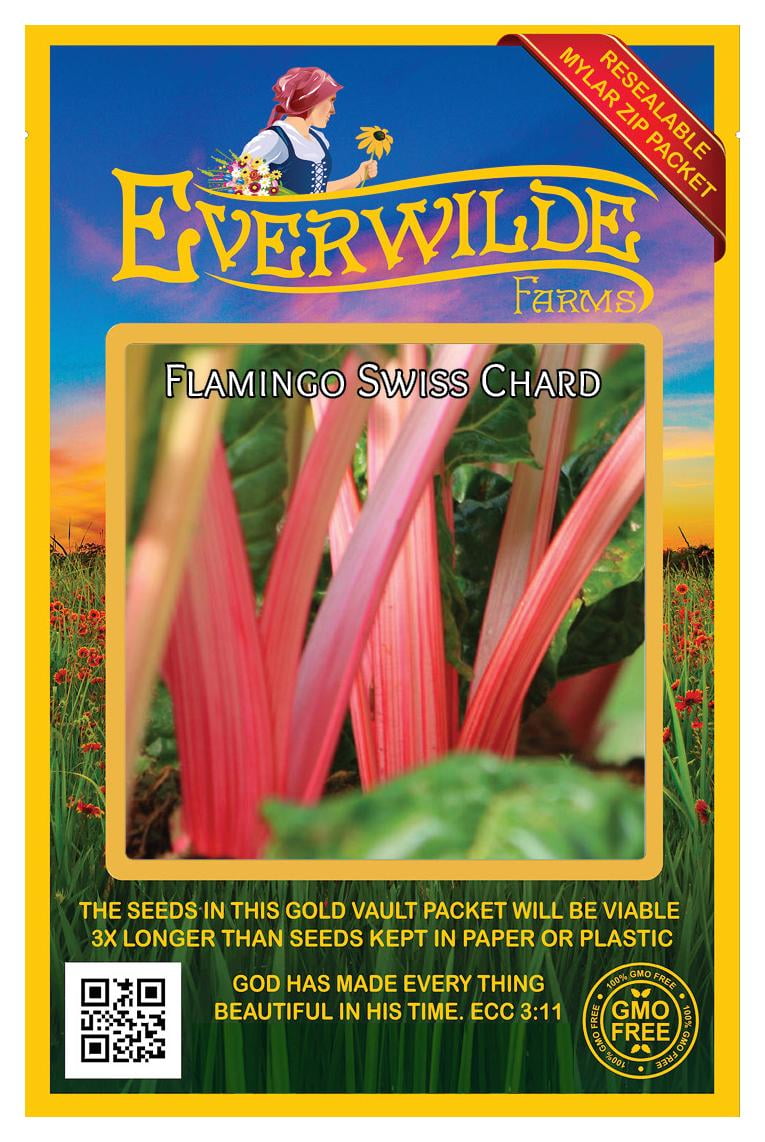 Everwilde Farms - 200 Flamingo Swiss Chard Seeds - Gold Vault Jumbo ...