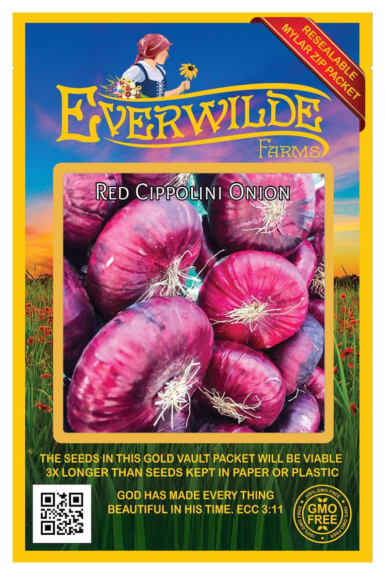 Everwilde Farms - 200 Red Cippolini Onion Seeds - Gold Vault Jumbo Bulk ...