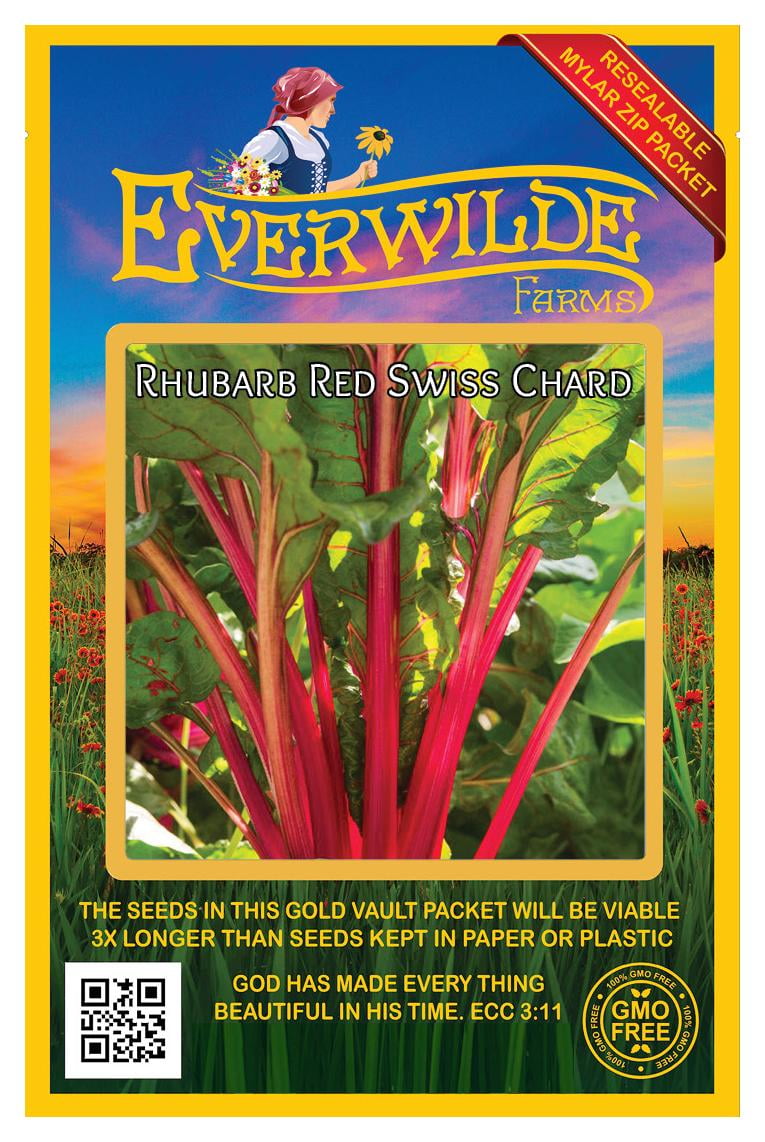 Everwilde Farms - 200 Rhubarb Red Swiss Chard Seeds - Gold Vault Jumbo ...