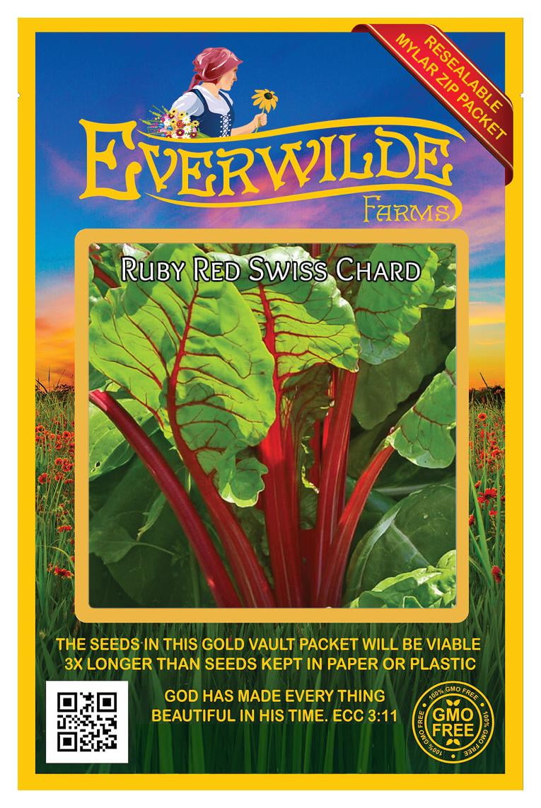Everwilde Farms - 200 Ruby Red Swiss Chard Seeds - Gold Vault Jumbo ...