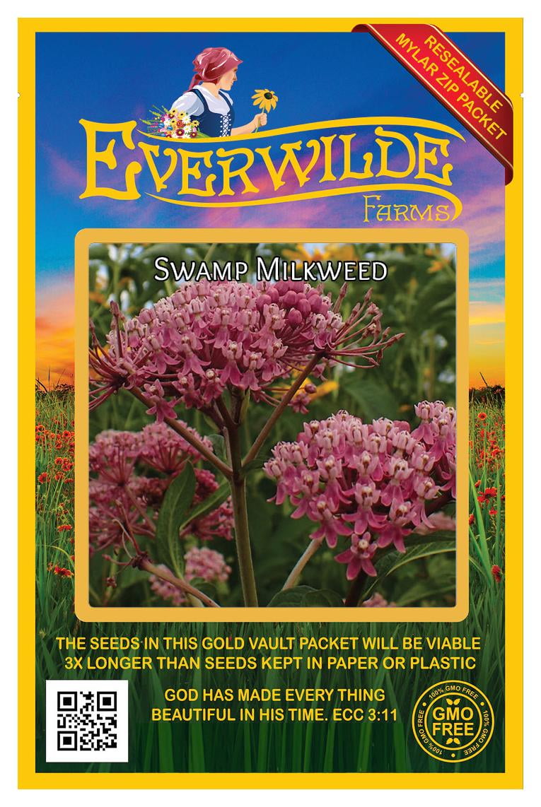 Everwilde Farms 200 Swamp Milkweed Flower Seeds, Resealable Mylar ...